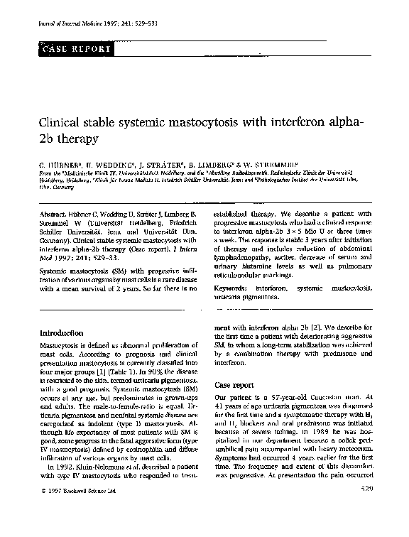 (PDF) Clinical stable systemic mastocytosis with interferon alpha 2b therapy