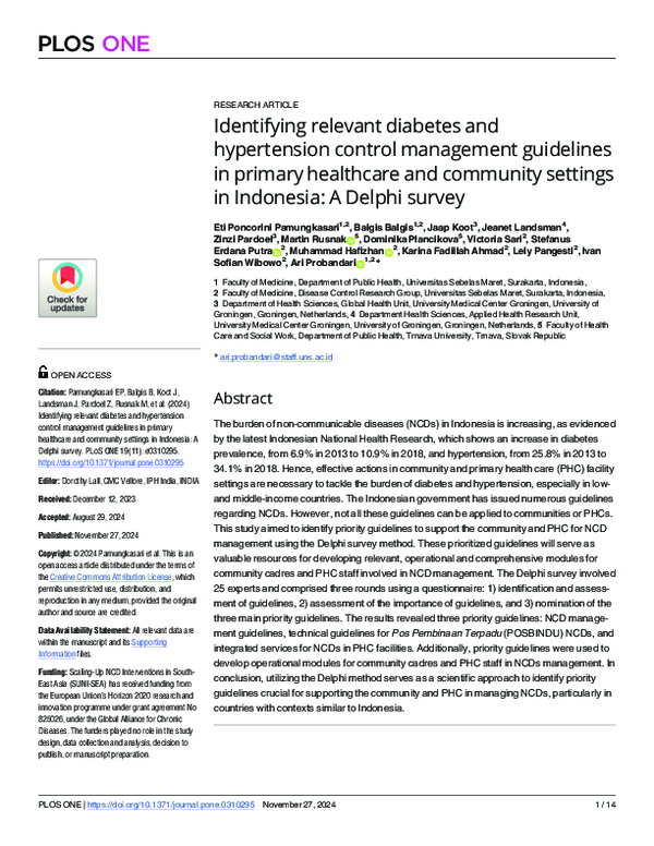 (PDF) IDENTIFYING RELEVANT DIABETES AND HYPERTENSION CONTROL MANAGEMENT ...