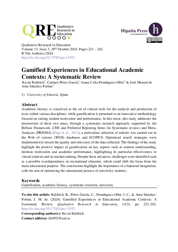 (PDF) Gamified Experiences in Educational Academic Contexts: A ...