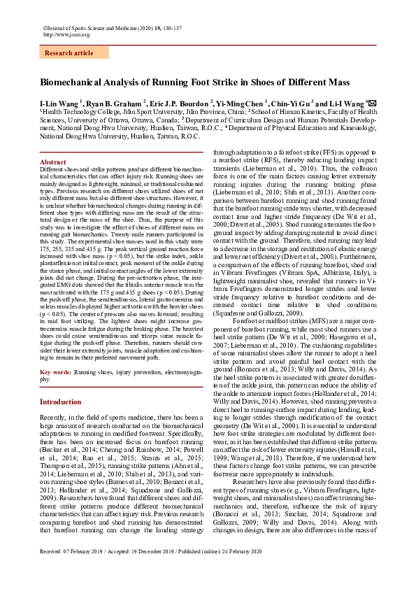 (PDF) Biomechanical Analysis of Running Foot Strike in Shoes of ...