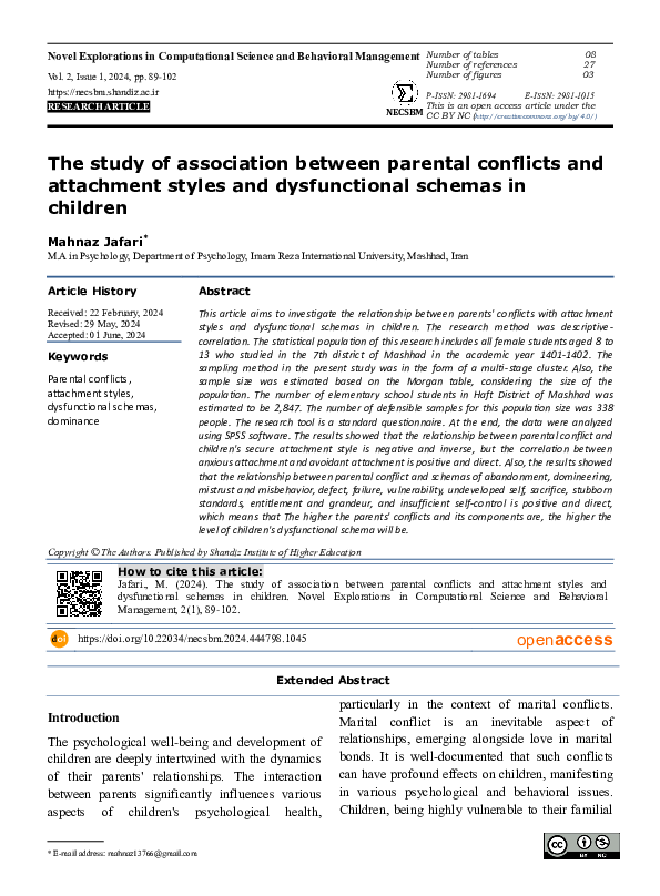 (PDF) The study of association between parental conflicts and ...