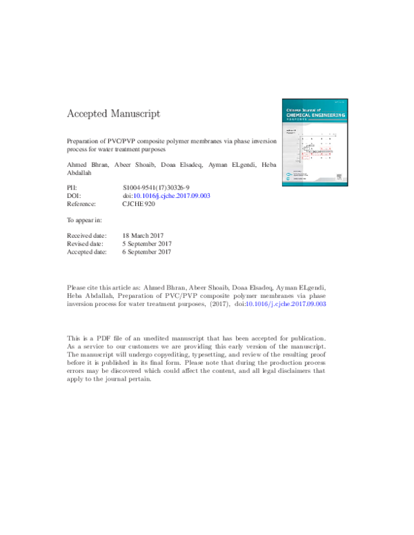 (PDF) Preparation of PVC/PVP composite polymer membranes via phase ...