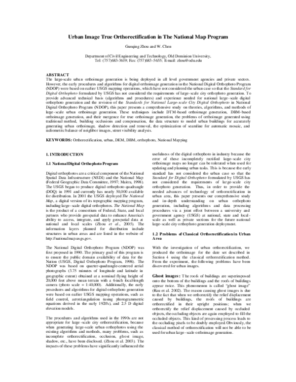(PDF) Urban Image True Orthorectification in The National Map Program