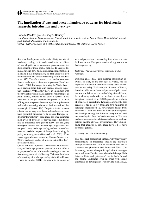 (PDF) The implication of past and present landscape patterns for ...