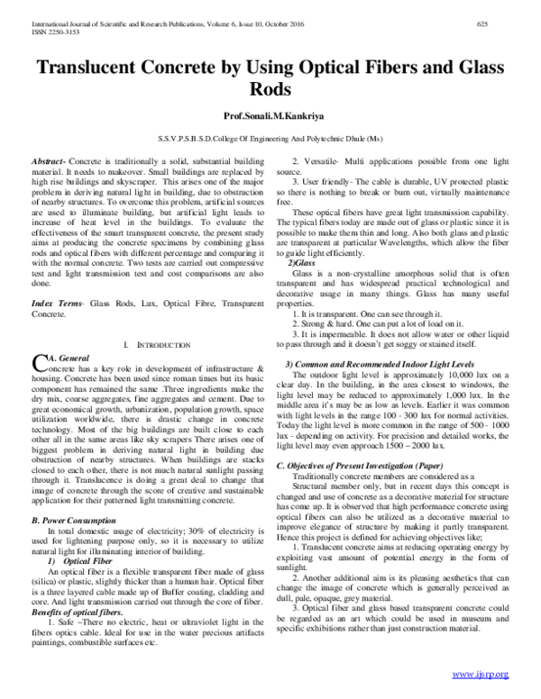 (PDF) Translucent Concrete by Using Optical Fibers and Glass Rods
