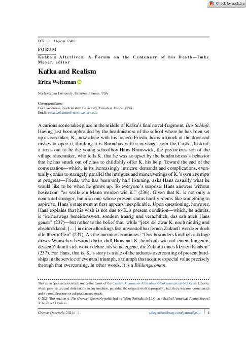 (PDF) Kafka and Realism