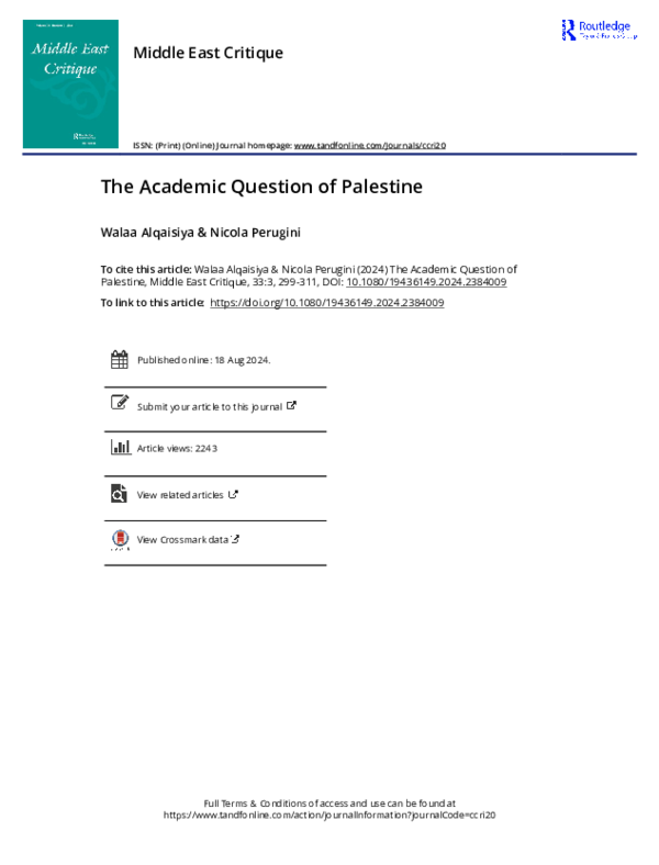 (PDF) The Academic Question of Palestine