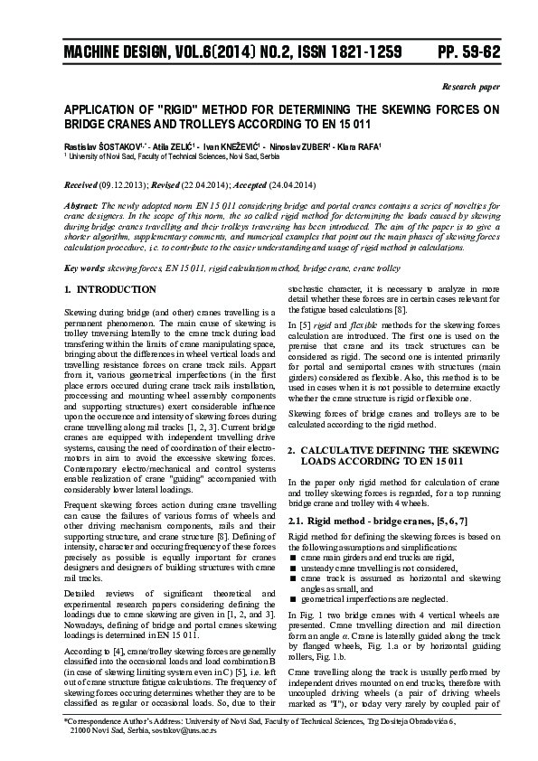 (PDF) Application of " Rigid " Method for Determining the Skewing ...