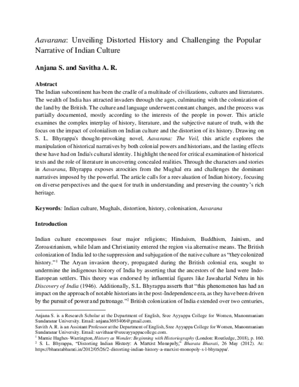 (PDF) Aavarana: Unveiling Distorted History and Challenging the Popular ...