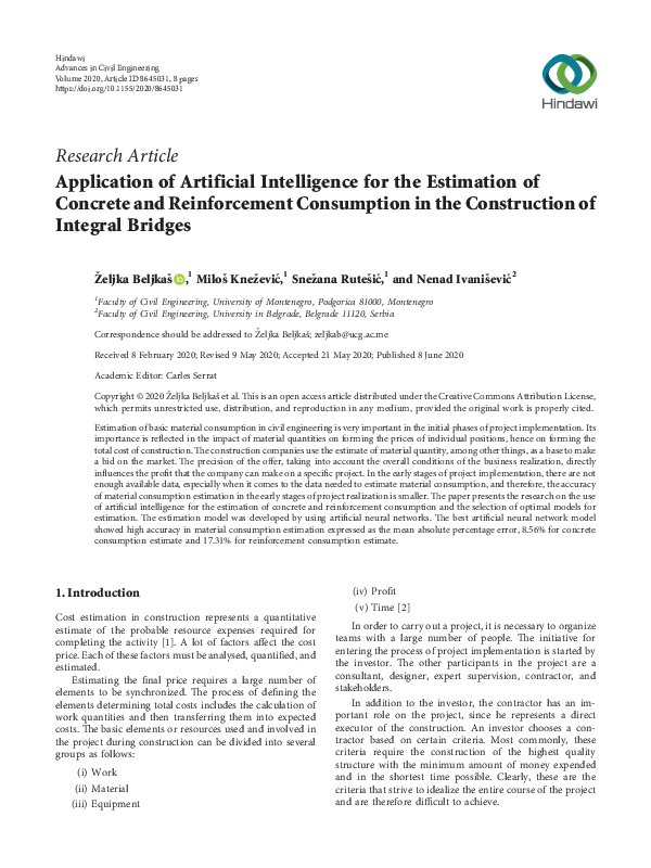 (PDF) Application of Artificial Intelligence for the Estimation of Concrete and Reinforcement ...