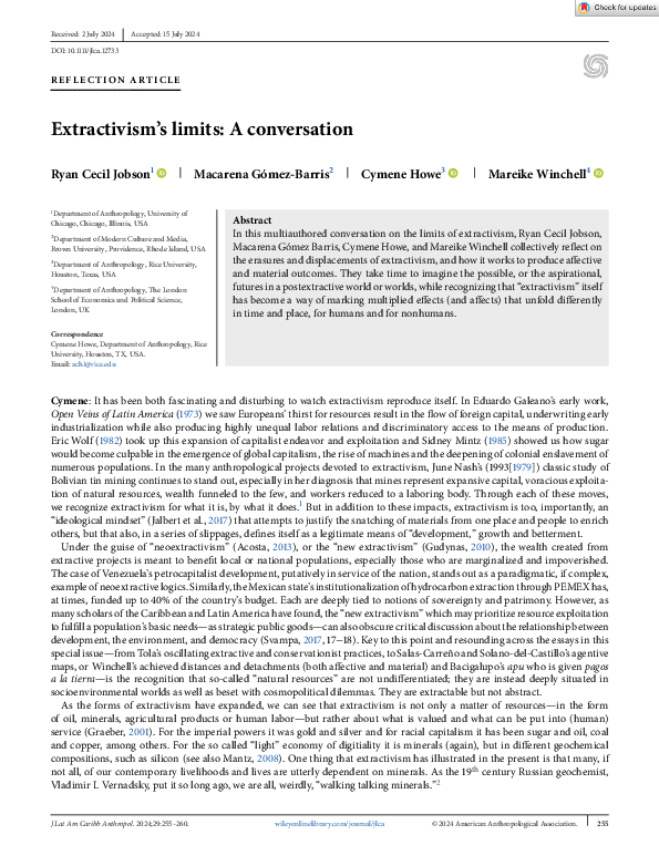 (PDF) Extractivism's Limits: A Conversation