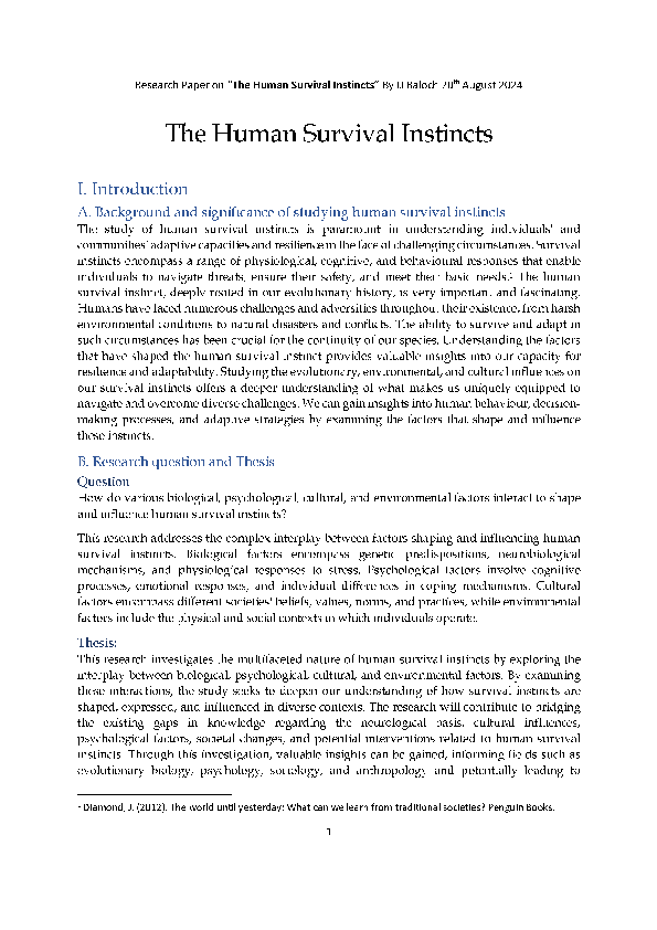 (PDF) THE HUMAN SURVIVAL INSTINCT