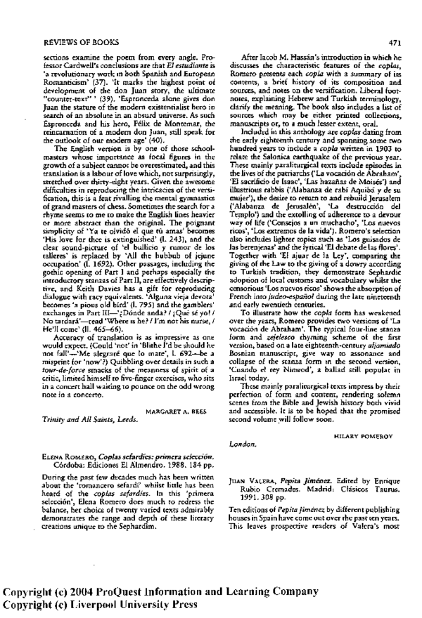 (PDF) Elena Romero, "Coplas sefardíes: primera selección" (Book Review ...