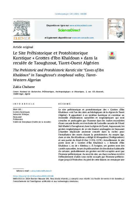 (PDF) The Prehistoric and Protohistoric Karstic site “ Caves of Ibn ...