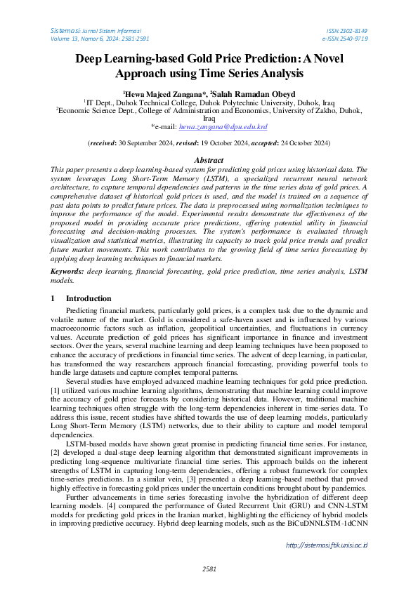 (PDF) Deep Learning-based Gold Price Prediction: A Novel Approach using ...