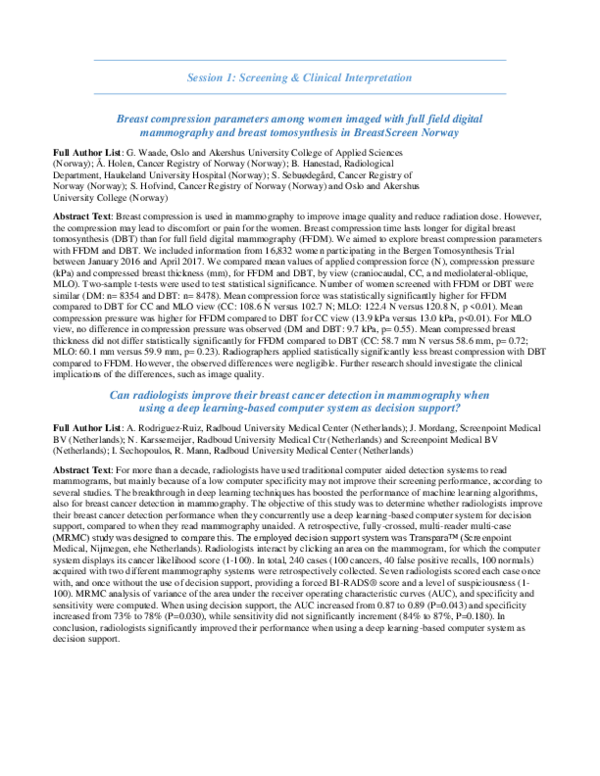 (PDF) Breast compression parameters among women imaged with full field ...