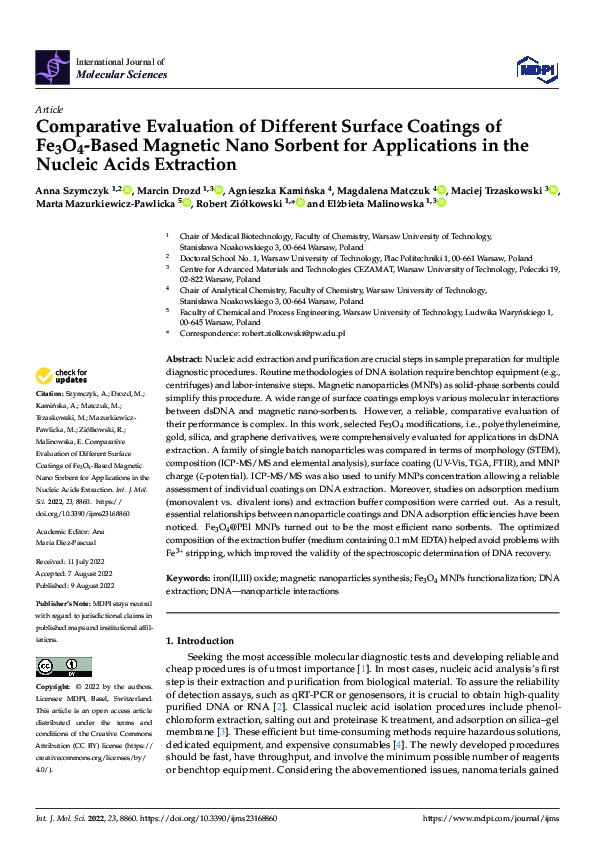 (PDF) Comparative Evaluation of Different Surface Coatings of Fe3O4 ...