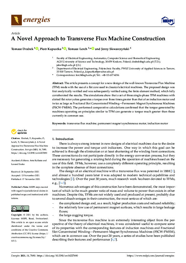 (PDF) A Novel Approach to Transverse Flux Machine Construction