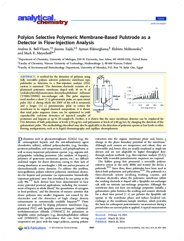 (PDF) Polyion Selective Polymeric Membrane-Based Pulstrode as a Detector in Flow-Injection ...