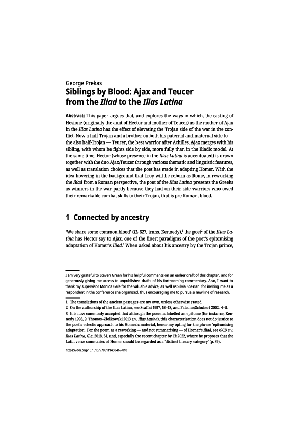 (PDF) Siblings by Blood: Ajax and Teucer from the Iliad to the Ilias Latina
