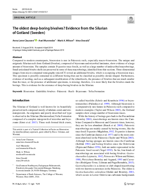 (PDF) The oldest deep-boring bivalves? Evidence from the Silurian of ...