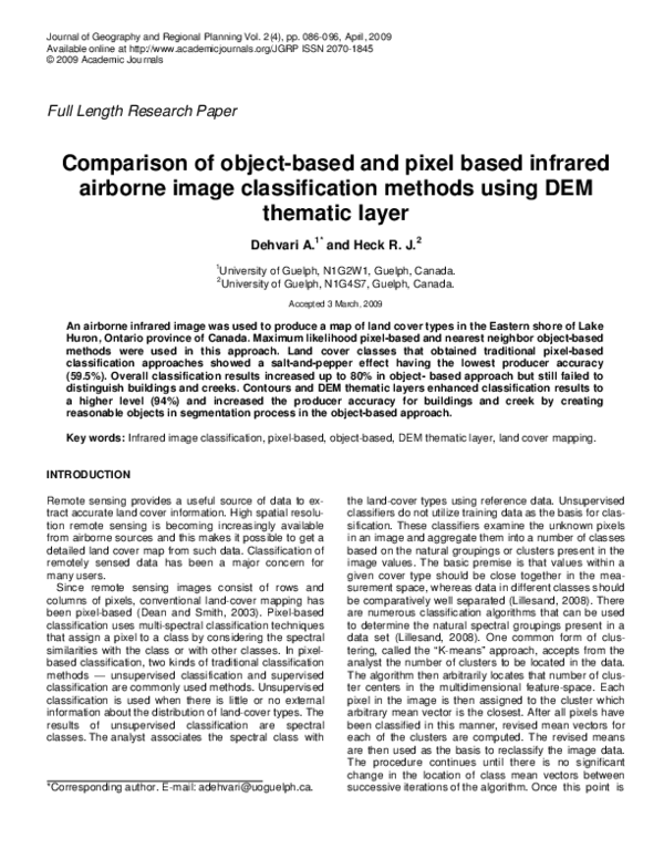 (PDF) Comparison of object-based and pixel based infrared airborne ...