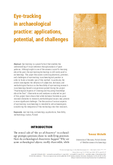 (PDF) Eye-tracking in archaeological practice: applications, potential ...