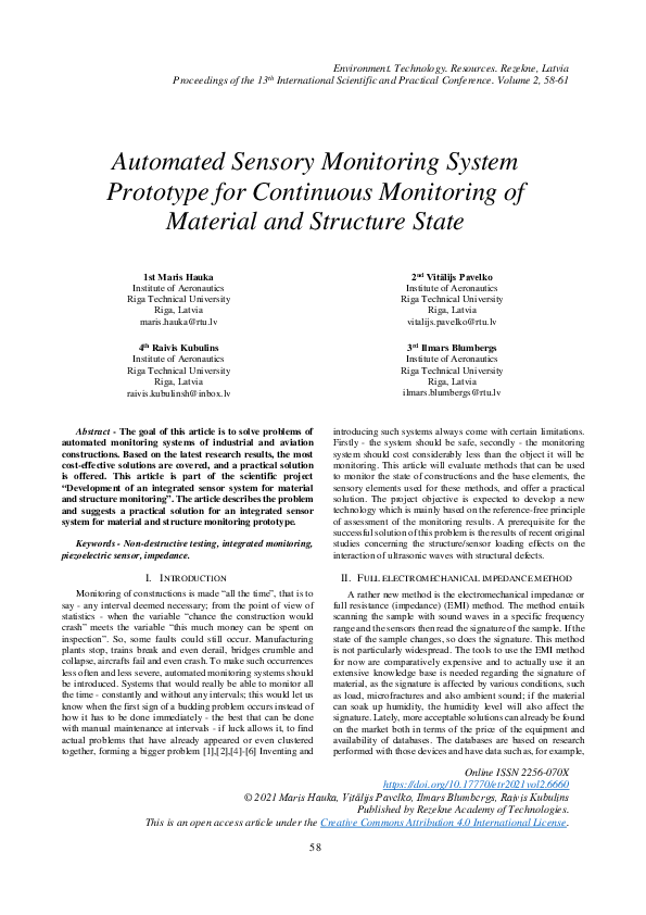 Pdf Automated Sensory Monitoring System Prototype For Continuous Monitoring Of Material And