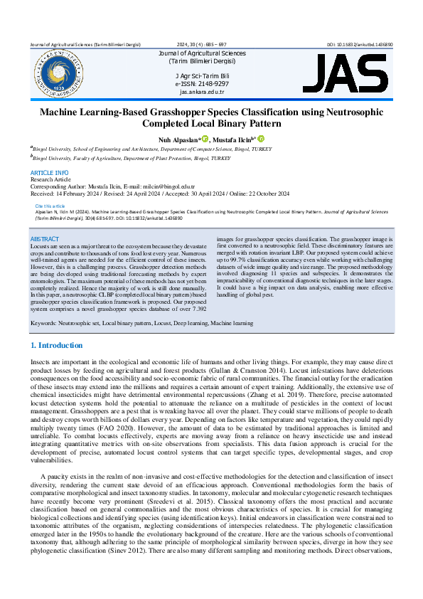 (PDF) Machine Learning-Based Grasshopper Species Classification using Neutrosophic Completed ...