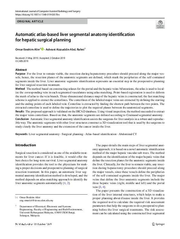 (PDF) Automatic atlas-based liver segmental anatomy identification for hepatic surgical planning