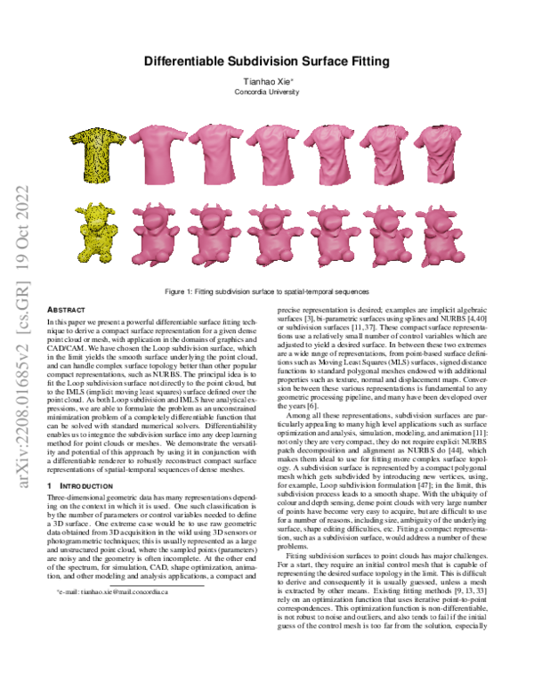 (PDF) Differentiable Subdivision Surface Fitting