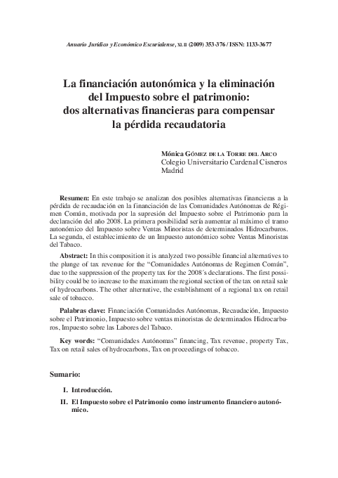 (PDF) La financiación autonómica y la eliminación del Impuesto sobre el ...