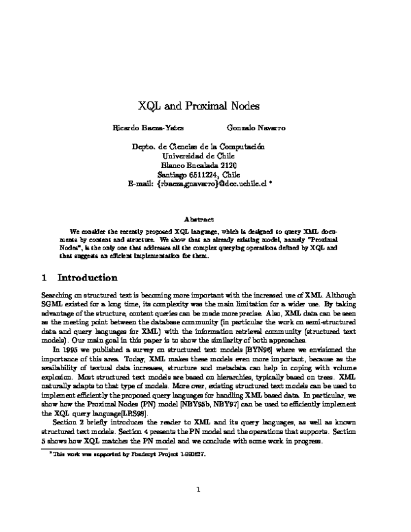 (PDF) XQL and proximal nodes
