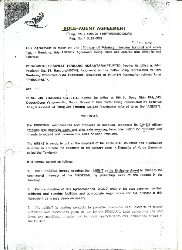 (PDF) Sole Agent Agreement