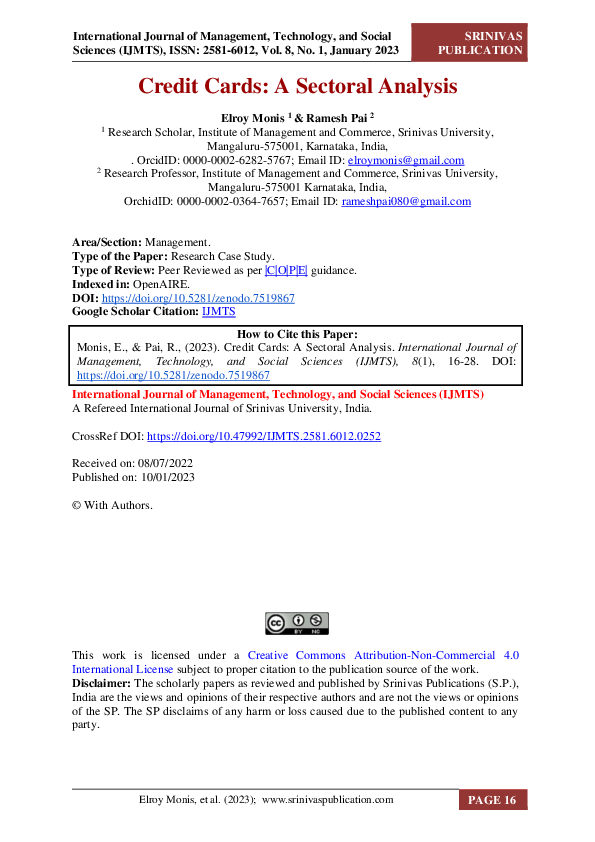 (PDF) Credit Cards: A Sectoral Analysis