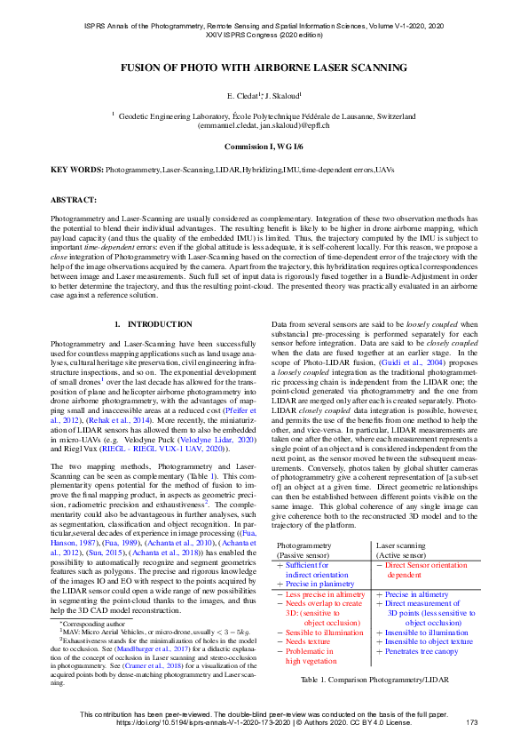 (PDF) Fusion of Photo with Airborne Laser Scanning | Manu Cledat - Academia.edu