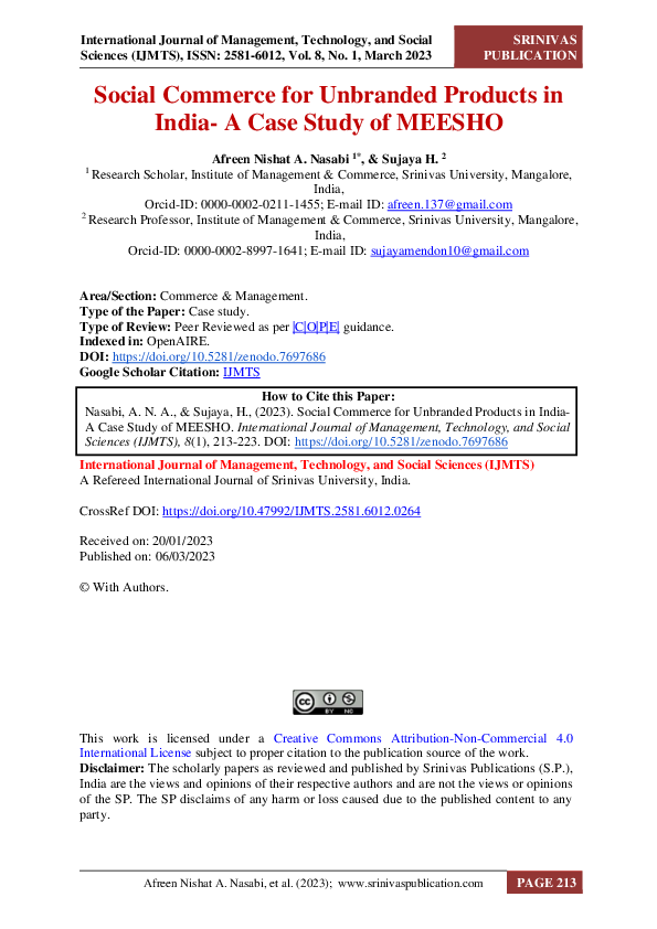 (PDF) Social Commerce for Unbranded Products in India-A Case Study of MEESHO