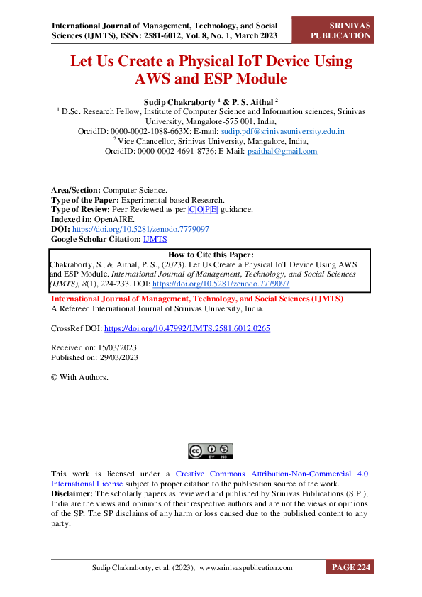 (PDF) Let Us Create a Physical IoT Device Using AWS and ESP Module