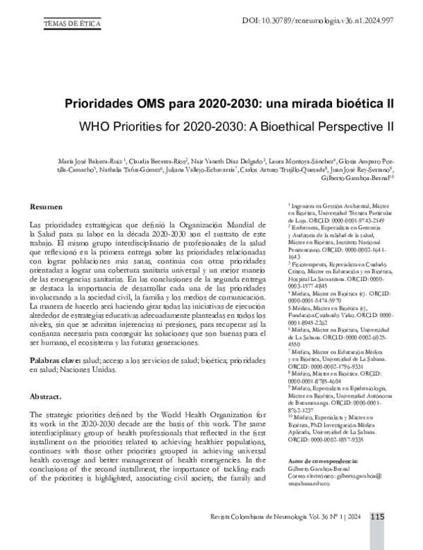 (PDF) Prioridades OMS para 2020-2030: una mirada bioética II WHO ...