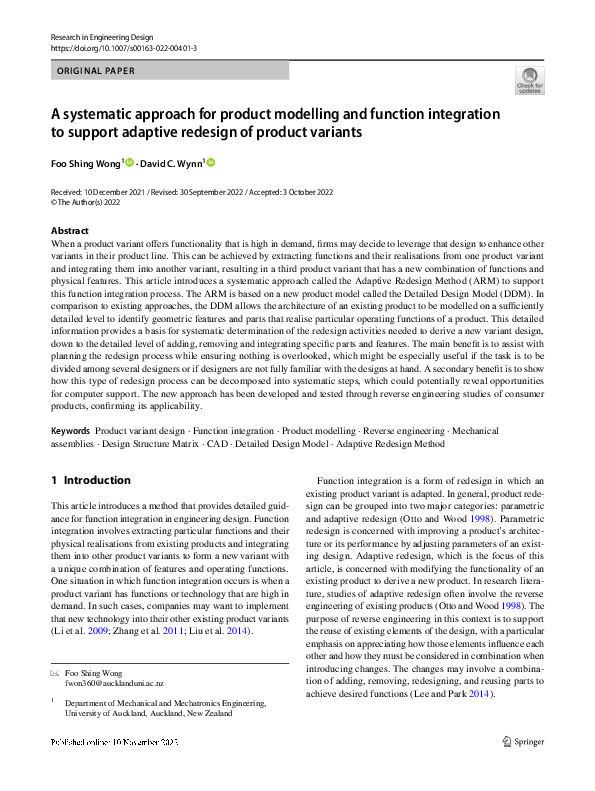 (PDF) A systematic approach for product modelling and function integration to support adaptive ...