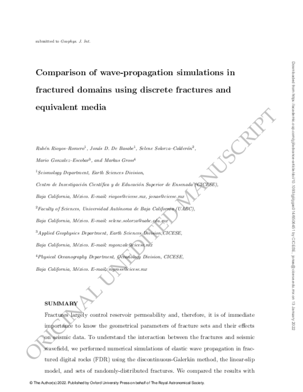 (PDF) Comparison of wave-propagation simulations in fractured domains using discrete fractures ...