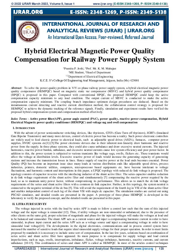 (PDF) Hybrid Electrical Magnetic Power Quality Compensation for Railway ...