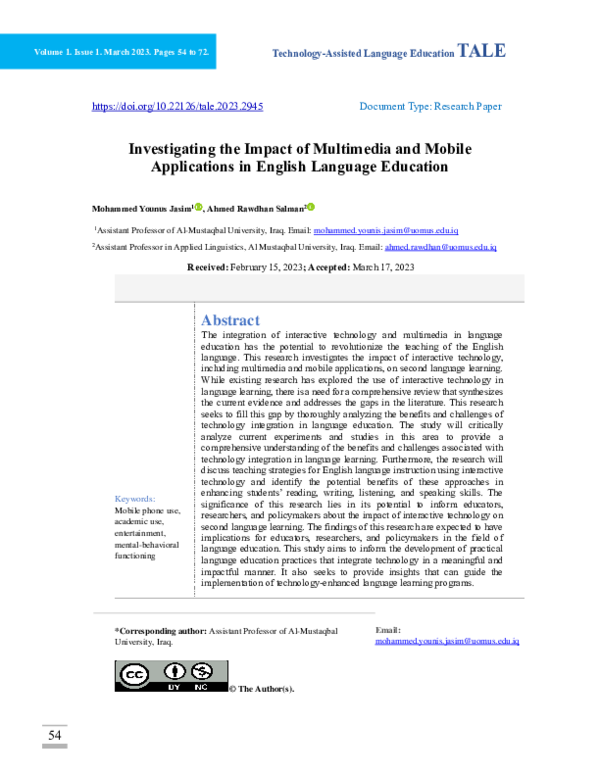 (PDF) Investigating the Impact of Multimedia and Mobile Applications in ...