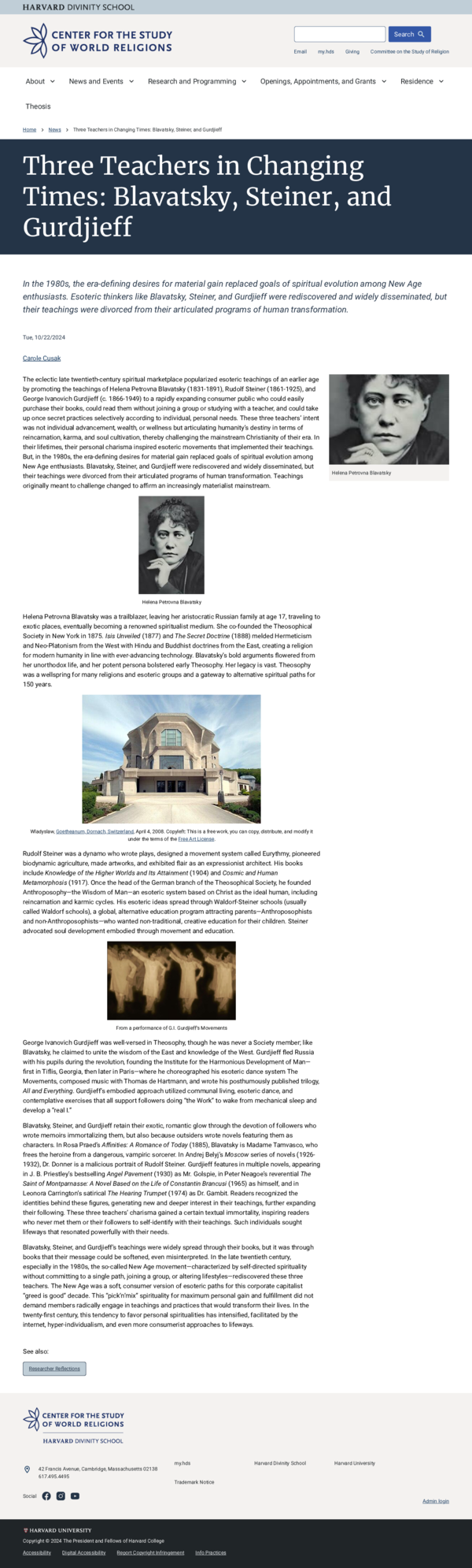 (PDF) Carole M. Cusack, Three Teachers in Changing Times: Blavatsky ...