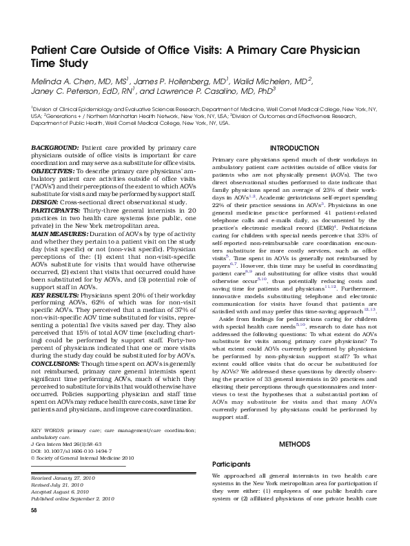 (PDF) Patient Care Outside of Office Visits: A Primary Care Physician ...