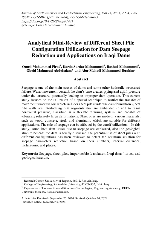 (PDF) Analytical Mini-Review of Different Sheet Pile Configuration ...