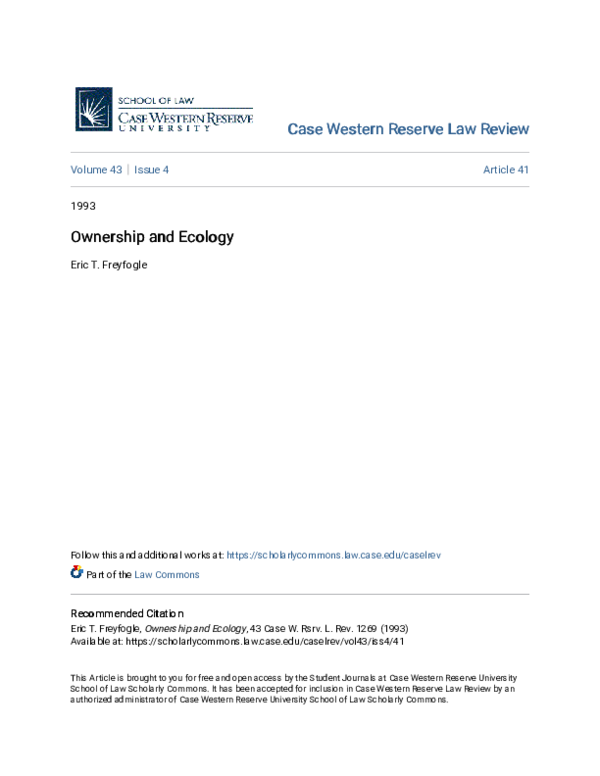 (PDF) Ownership and Ecology