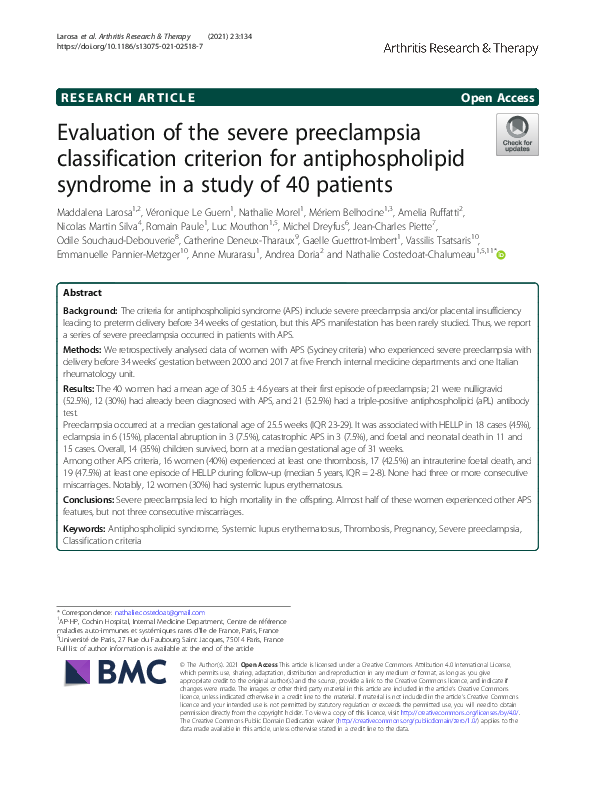 (PDF) Evaluation of the severe preeclampsia classification criterion ...