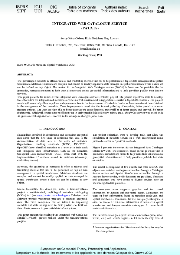 (PDF) Integrated Web Catalogue Service (Iwcats)