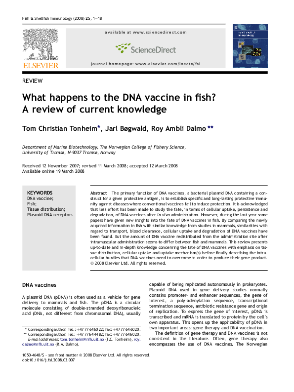 (PDF) What happens to the DNA vaccine in fish? A review of current ...